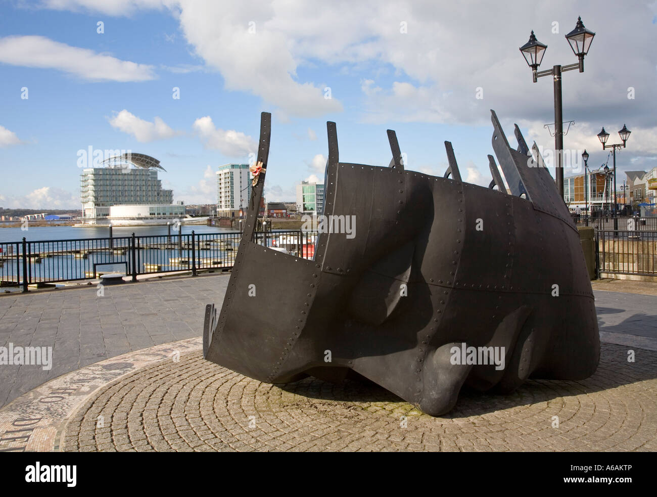 Face on the Merchant Seafarers War Memorial Cardiff Bay Wales UK Stock ...