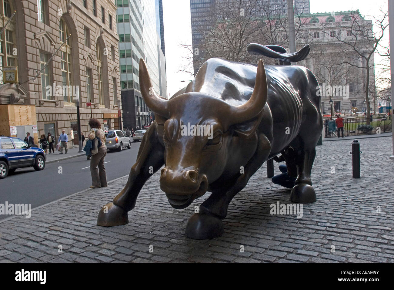 Bronze Charging Bull Statue in the Financial Distict Lower Manhattan ...
