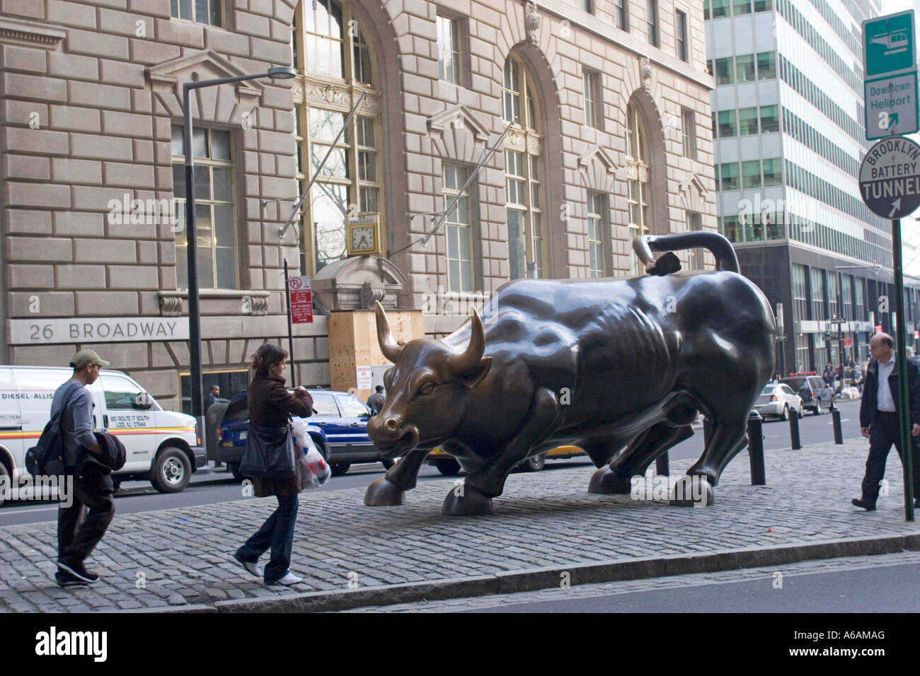 Bronze Charging Bull Statue in the Financial Distict Lower Manhattan ...