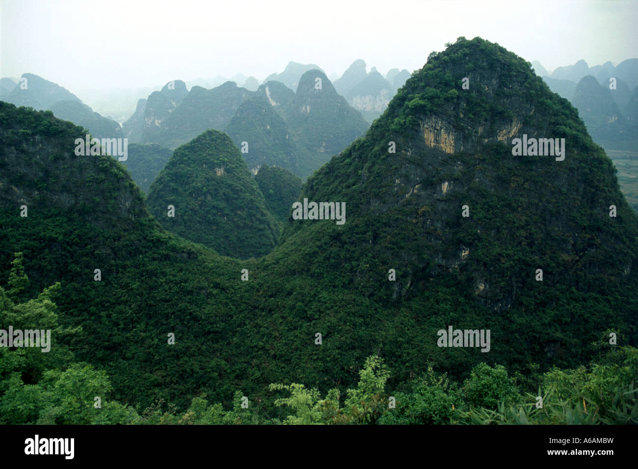 China, Guangxi, Yangshuo, fengcong karst, or peak cluster karst, with ...