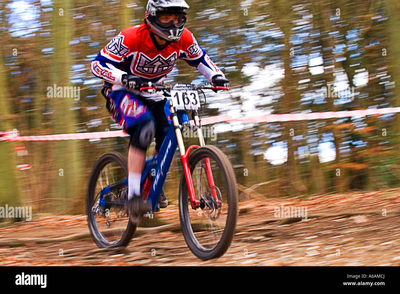 Down Hill Bicycle Racer Stock Photo - Alamy