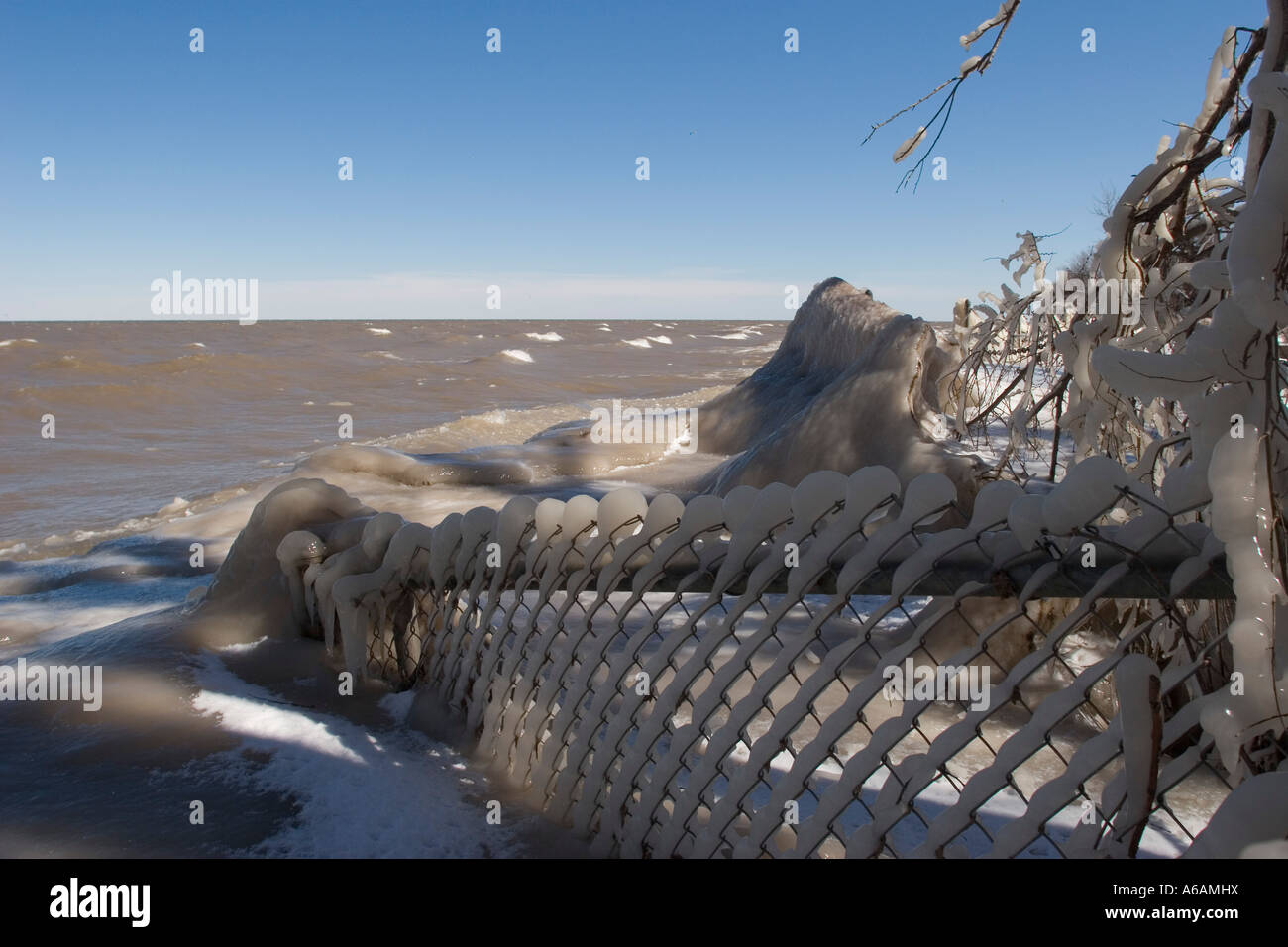Frozen Shore of Lake Ontario at Ontario Bay Rochester NY USA Stock ...