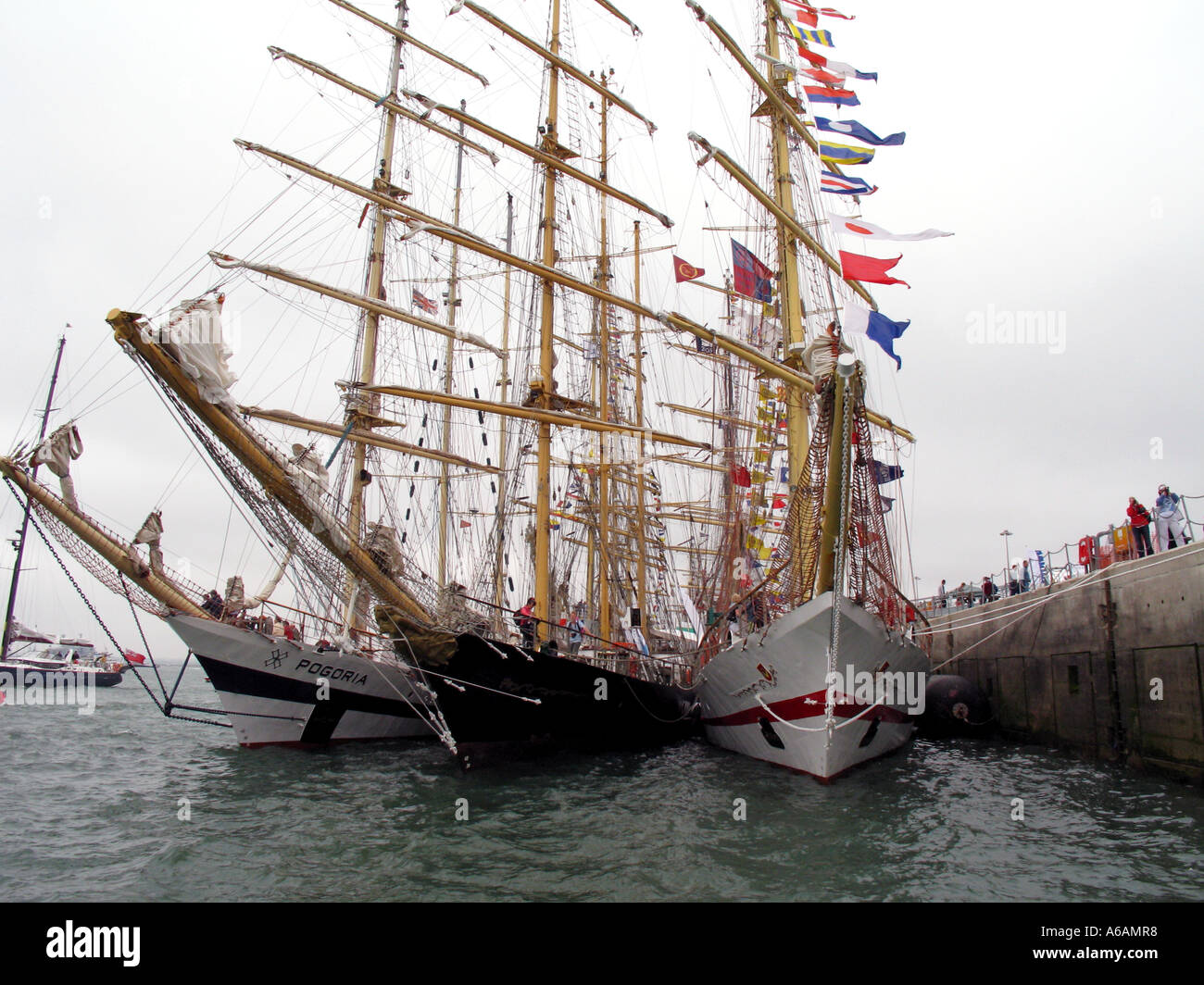 pogoria, kaliakra and iskra tall ships in dock at portsmouth harbour ...