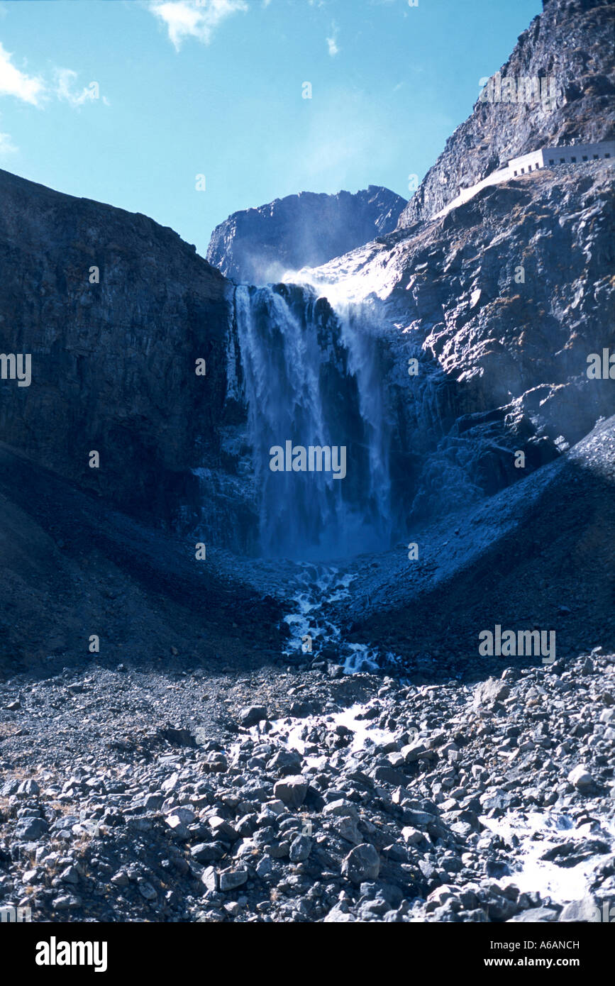 China, Jilin, Changbai Shan, Changbai Waterfall, water cascading from ...