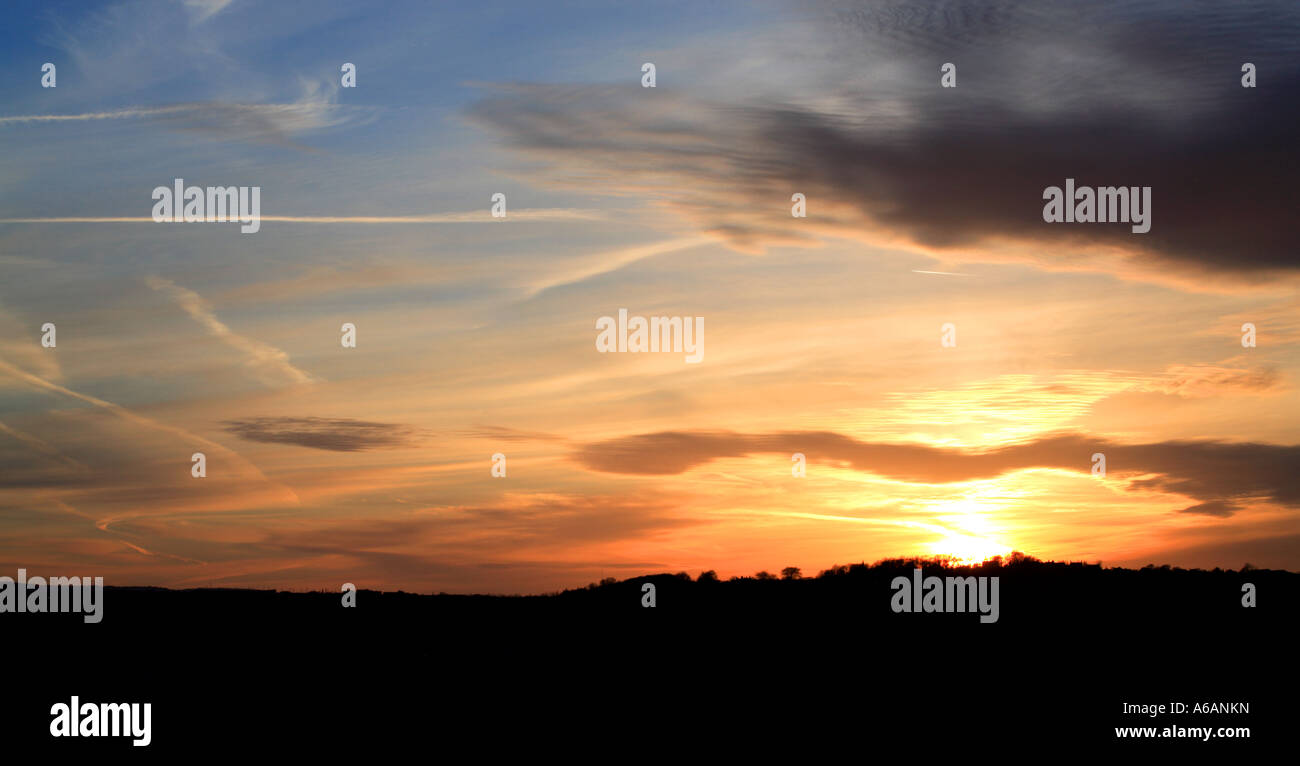 Amazingly colourful sunset over Leeds West Yorkshire Stock Photo - Alamy