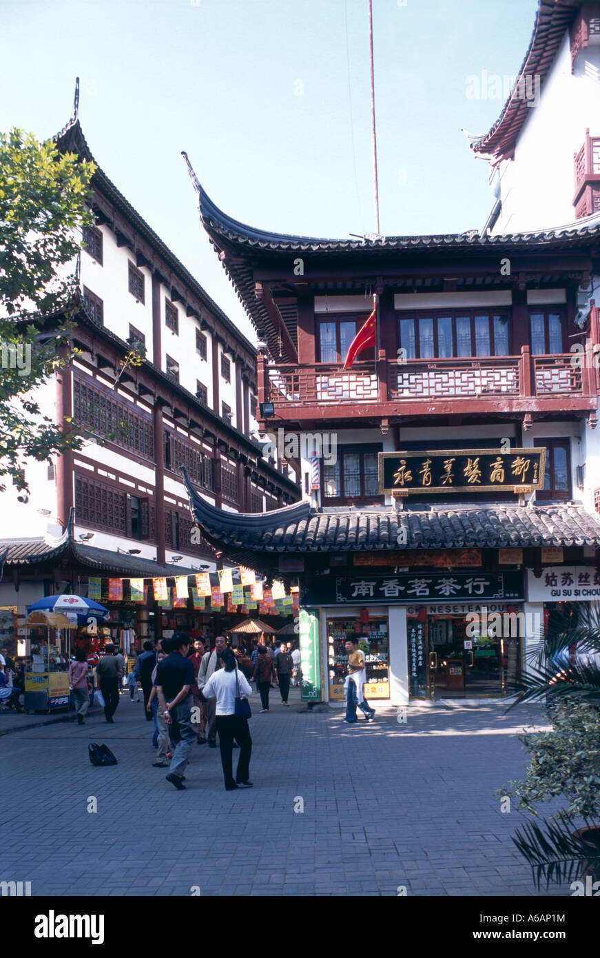 China, Shanghai, Yu Gardens Bazaar, modern shops housed in old ...