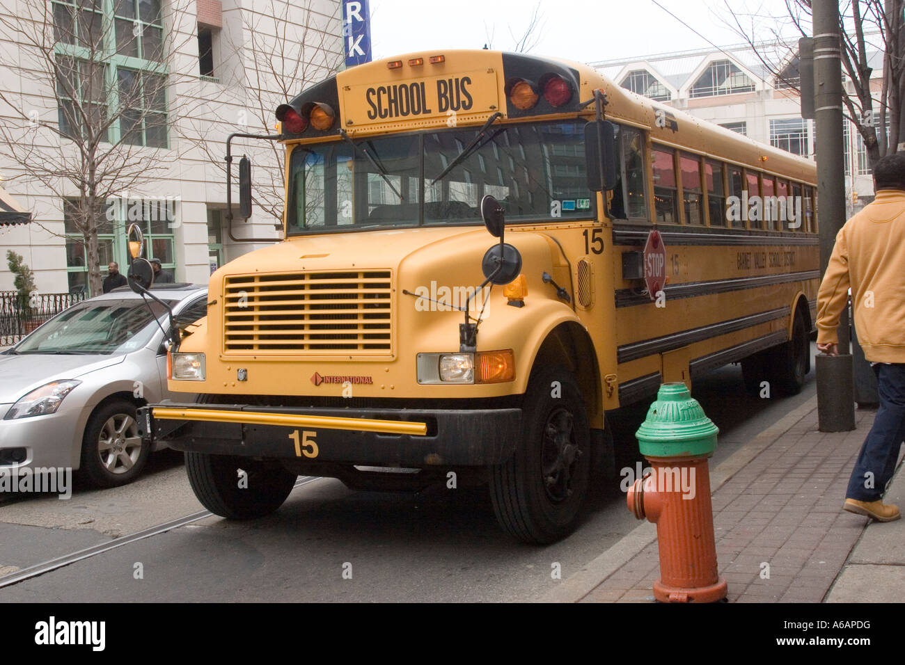 Yellow school bus in Philadelphia PA USA Stock Photo - Alamy
