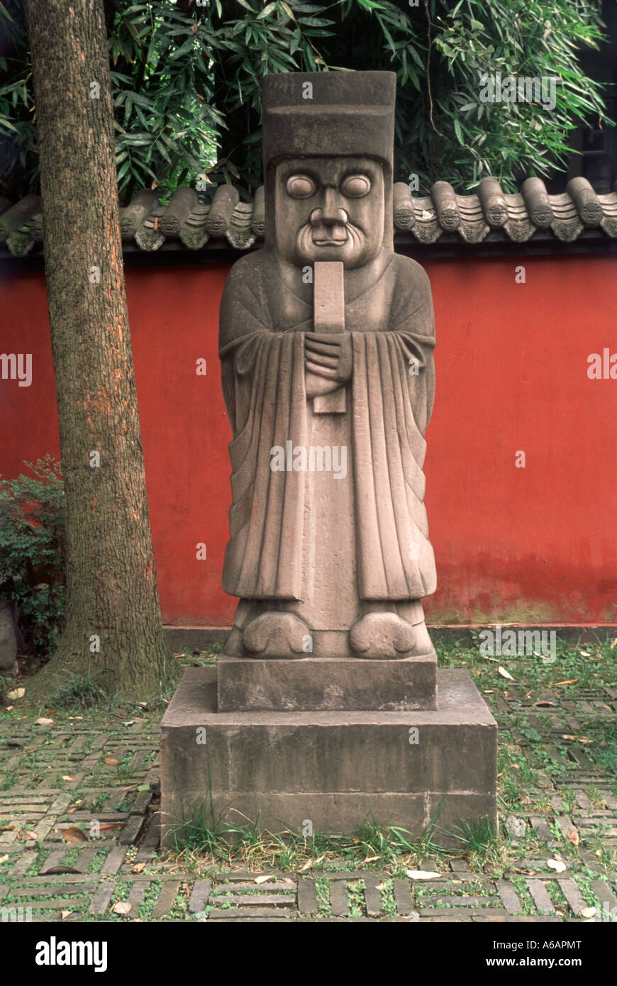 China, Sichuan, Chengdu, Bei's Tomb, carved stonework statue Stock ...