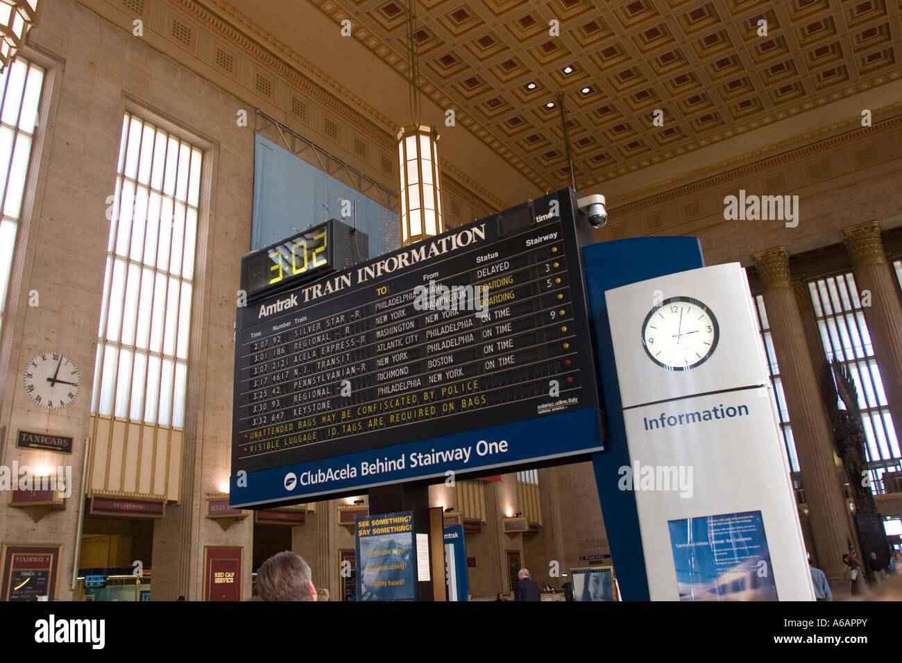 Train information board 30th Street Station Philadelphia Pennsylvania ...
