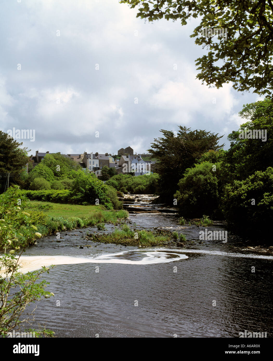 irish river in flood rolls down cascade making its way to the atlantic ...