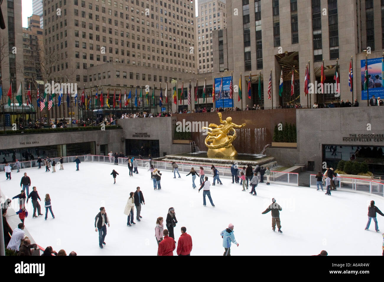 Rockefeller Plaza ice skating rink New York City NYC NY Stock Photo - Alamy