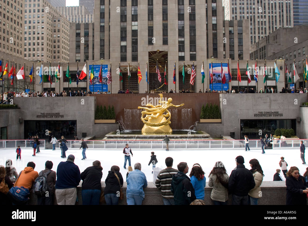 Rockefeller Plaza ice skating rink New York City NYC NY Stock Photo - Alamy