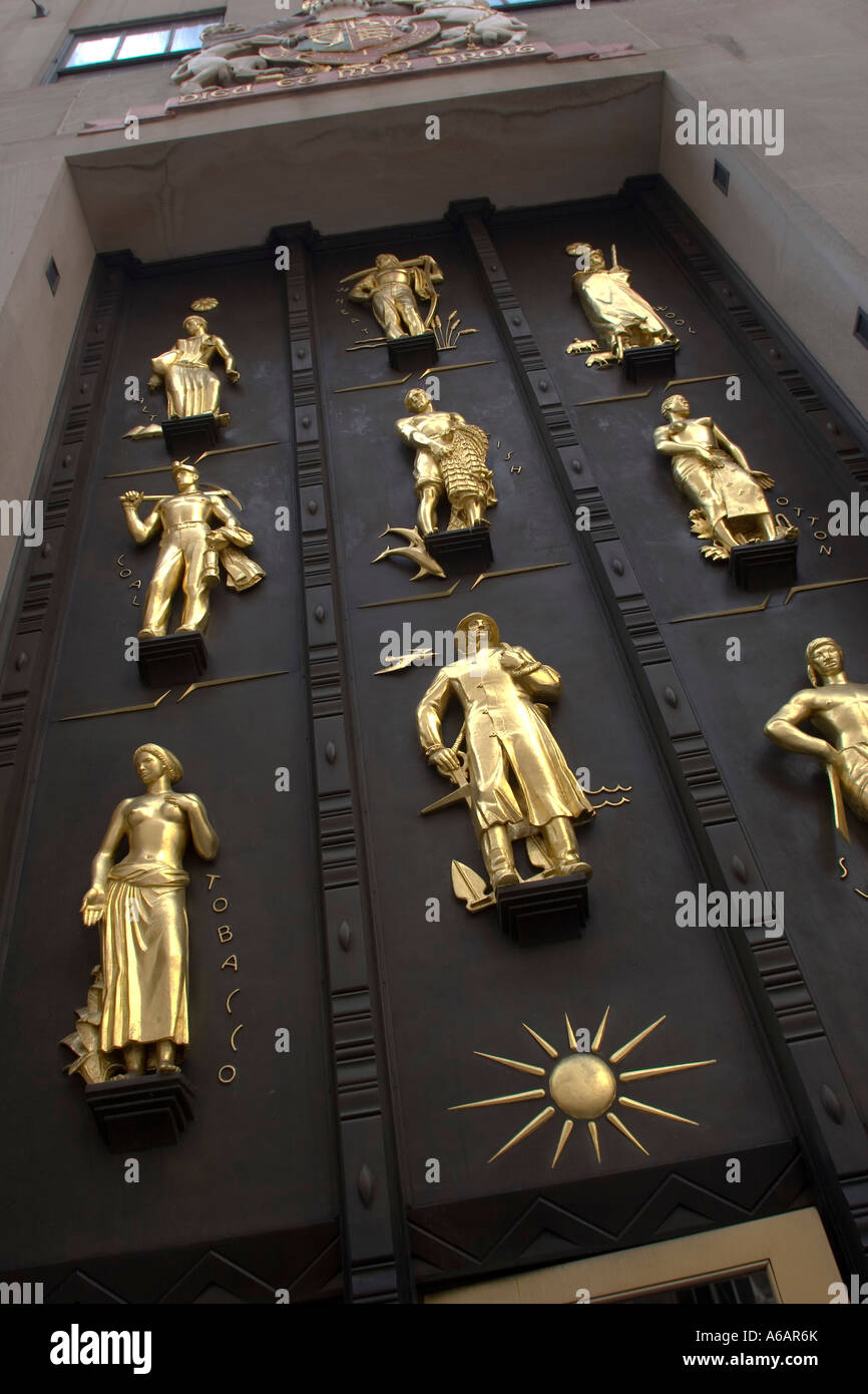Ornate figures above doorway on 5th Avenue New York City NYC NY USA ...