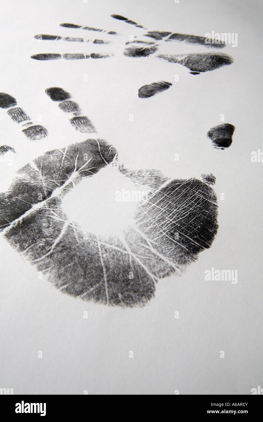 two handprints on a white back ground Stock Photo - Alamy