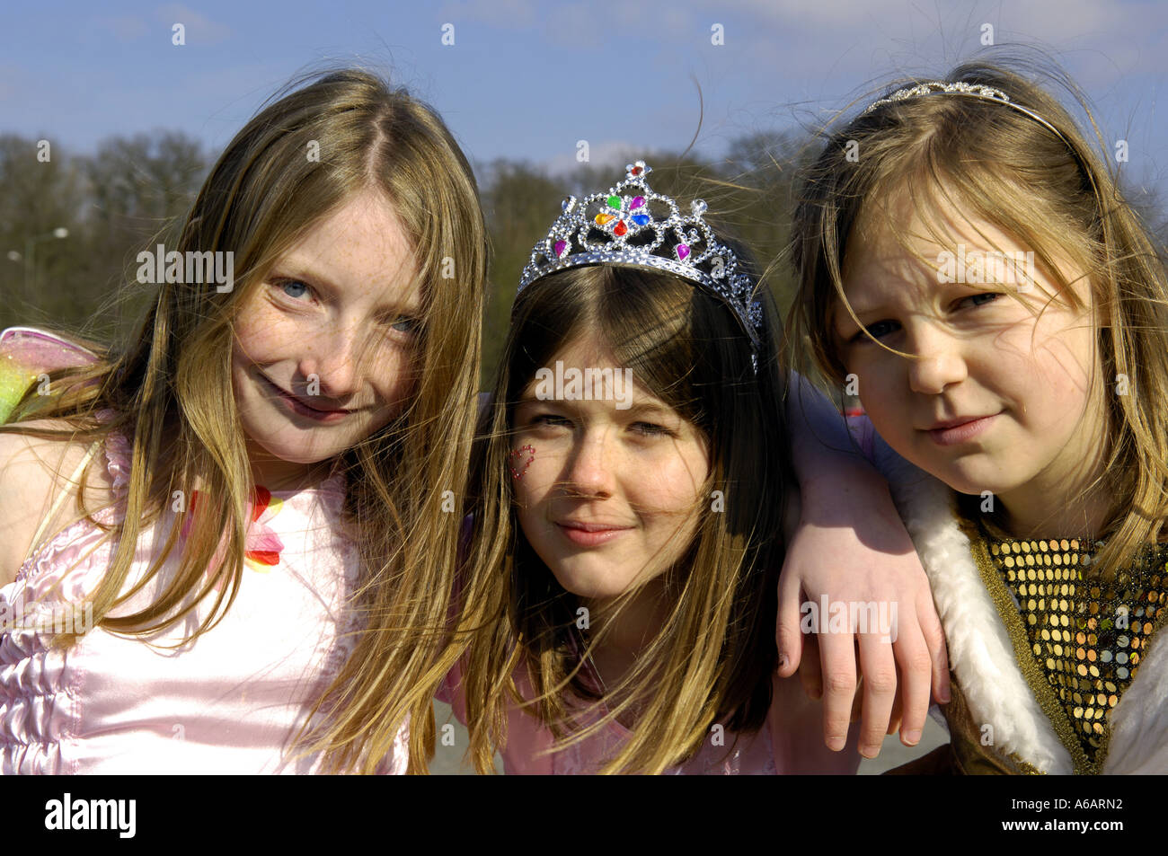 three girls kids children students preteens ten years old friends ...