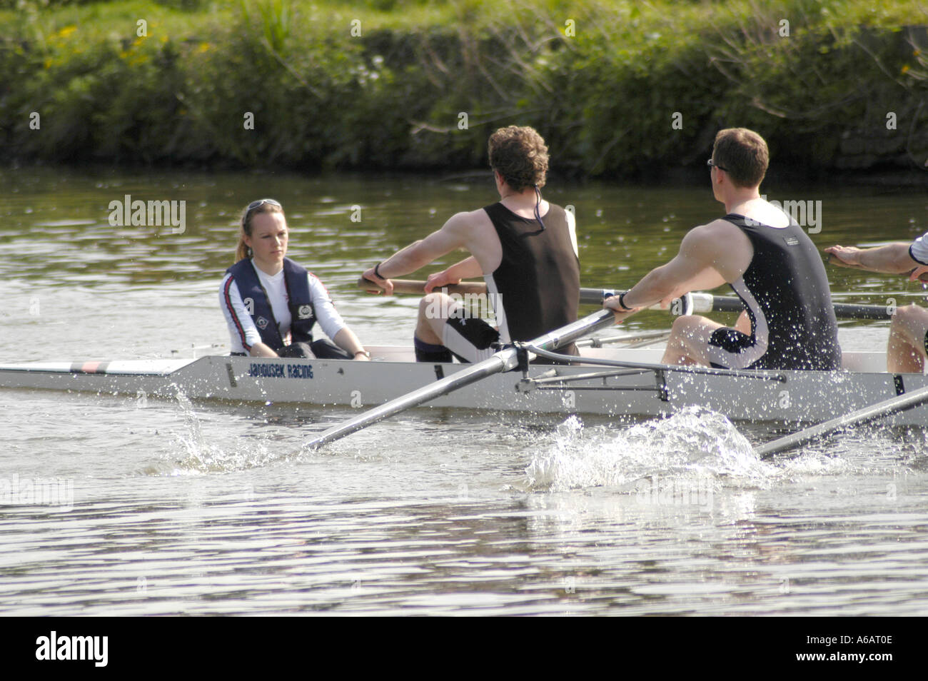 team rowing in practice on the river Isis the Thames at Oxford Stock ...