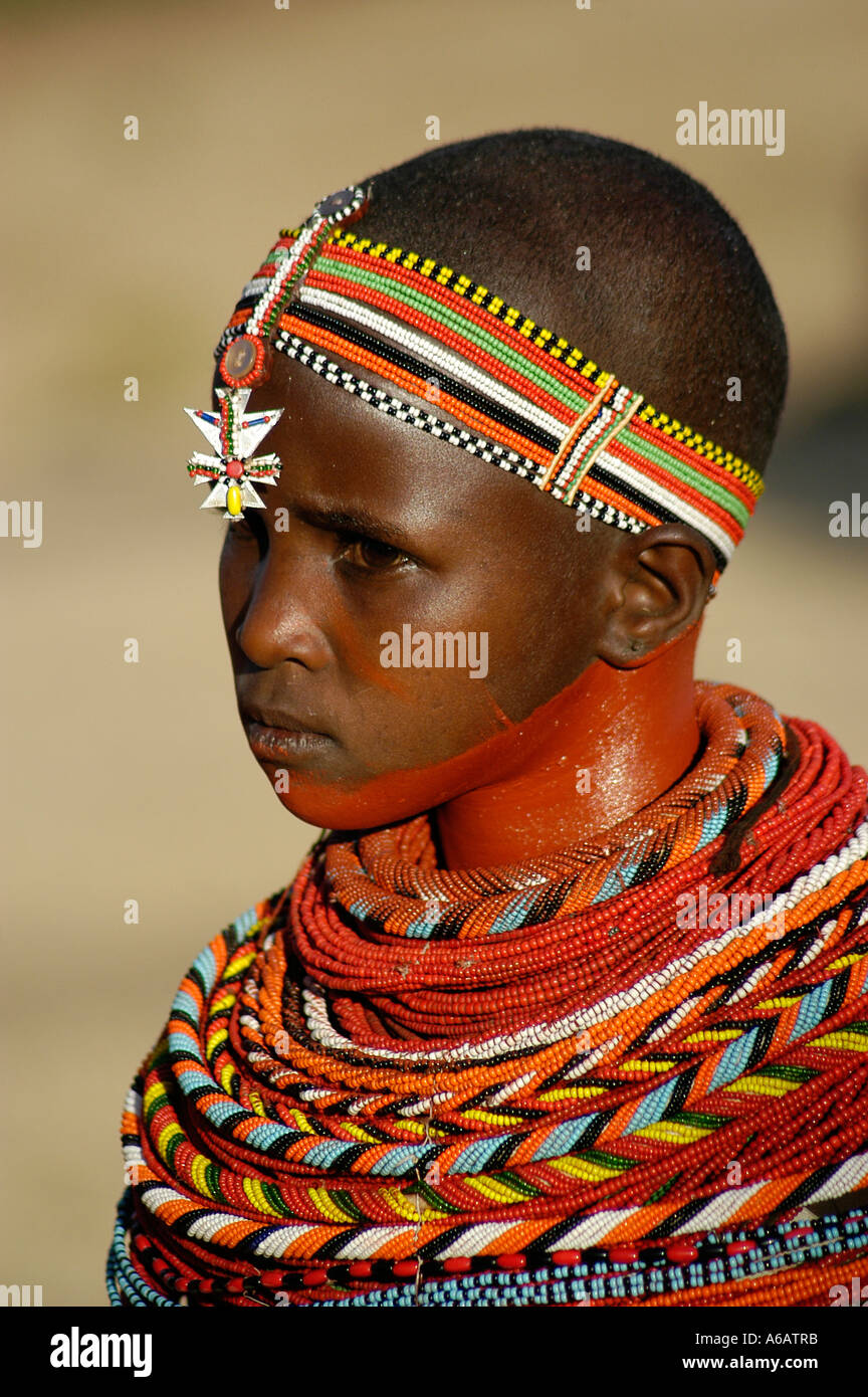 A Samburu girl with her traditional costume in Maralal Kenya Stock ...