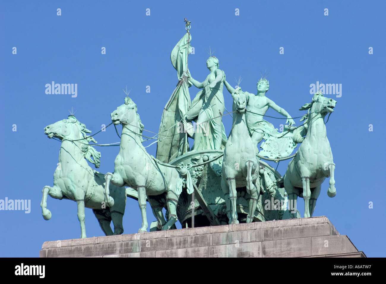 Quadriga Statue on top of the Cinquantenaire Arch Brussels Belgium ...