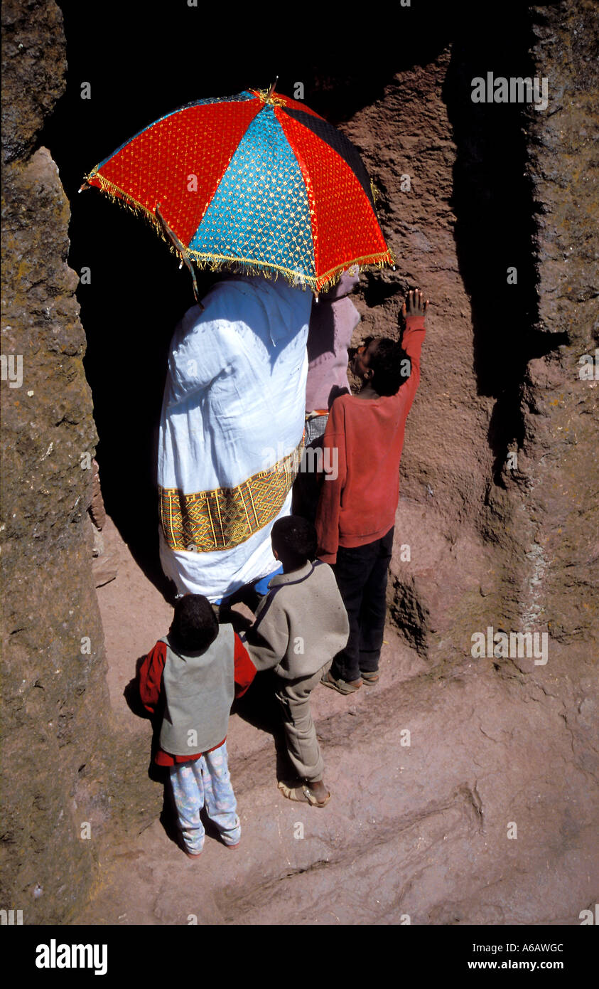 A priest enters a church during the Timkat festival in Lalibela ...