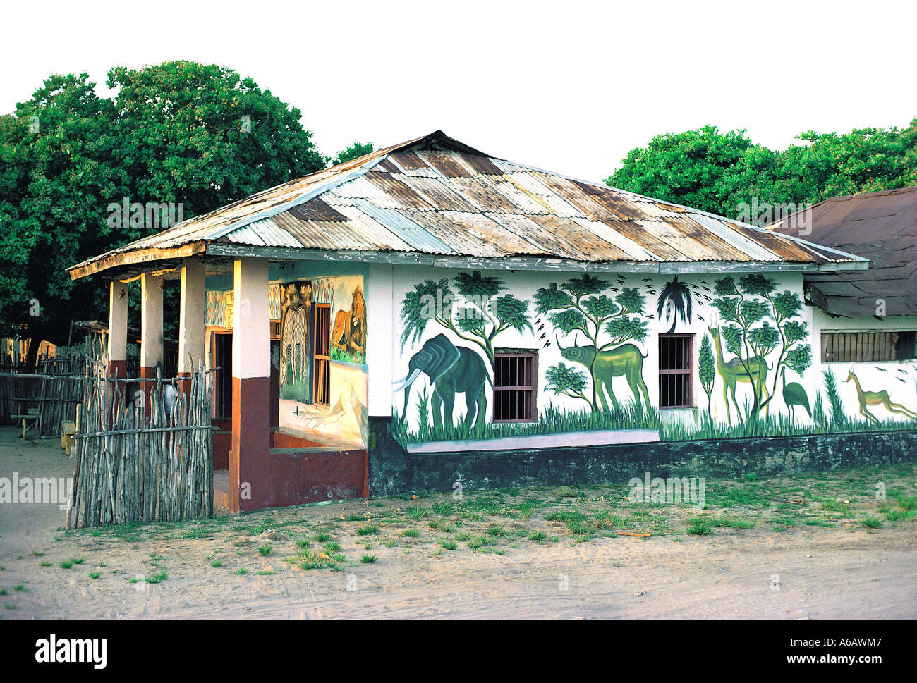 Small shop or DUKA decorated with paintings of animals and trees ...