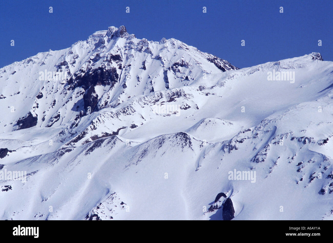 aerial snow capped mountain peak North Middle Sister Three Sisters ...