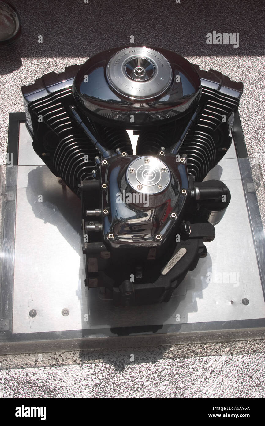 harley davidson engine block on external wall of harley davidson cafe ...