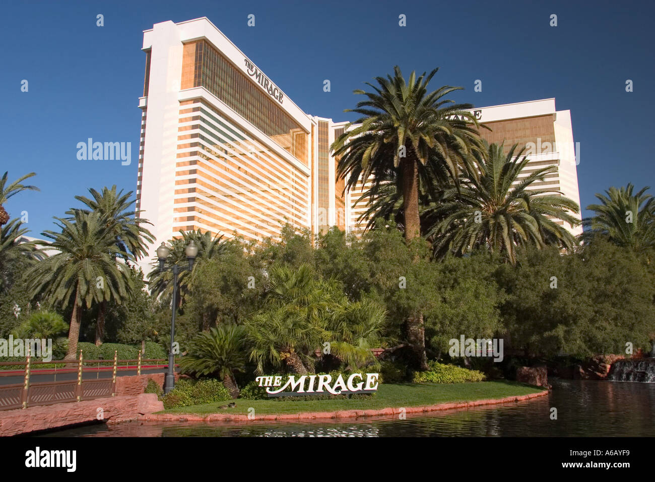 mirage hotel framed by gateway las vegas nevada USA Stock Photo - Alamy