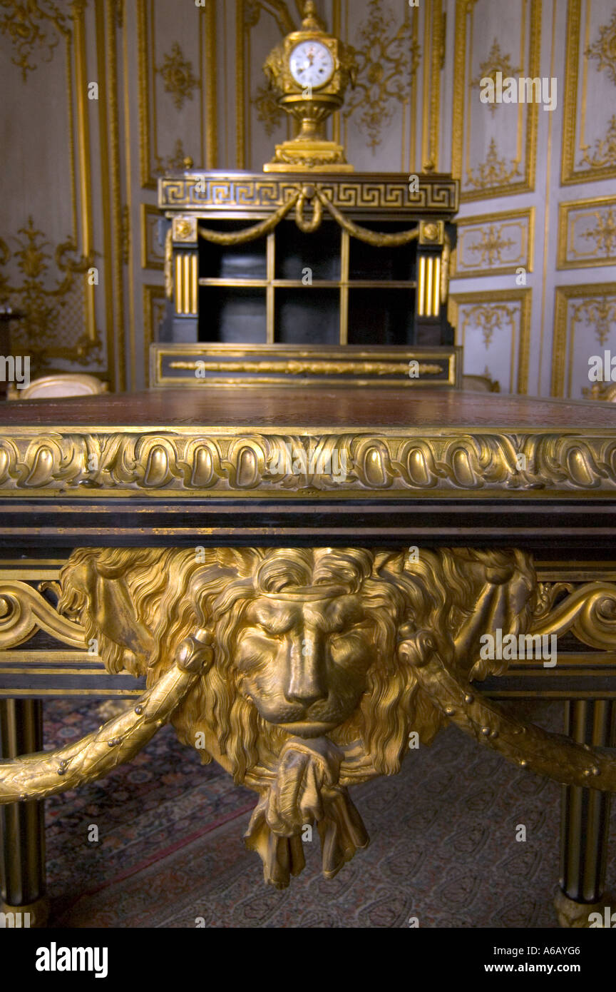 Elaborate table with lion s head Chateau of Chantilly France Stock ...
