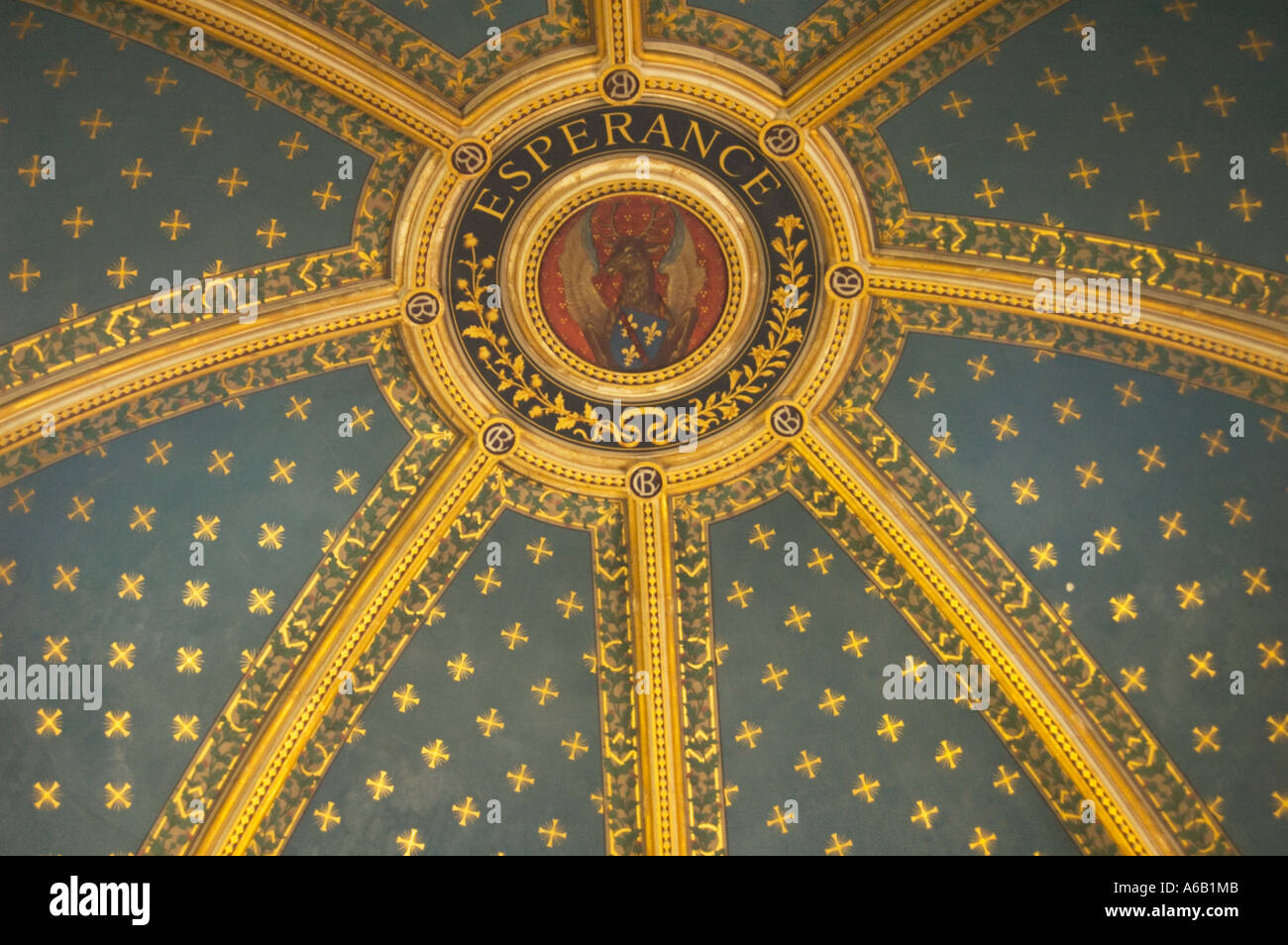 Decorated ceiling Chateau of Chantilly France Stock Photo - Alamy