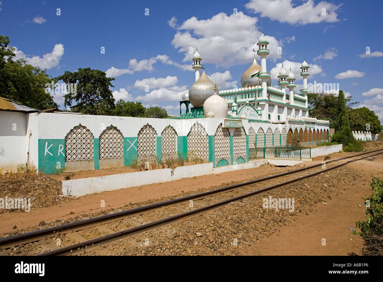 Ornate Islamic mosque near alongside Mombasa to Nairobi rail line at ...