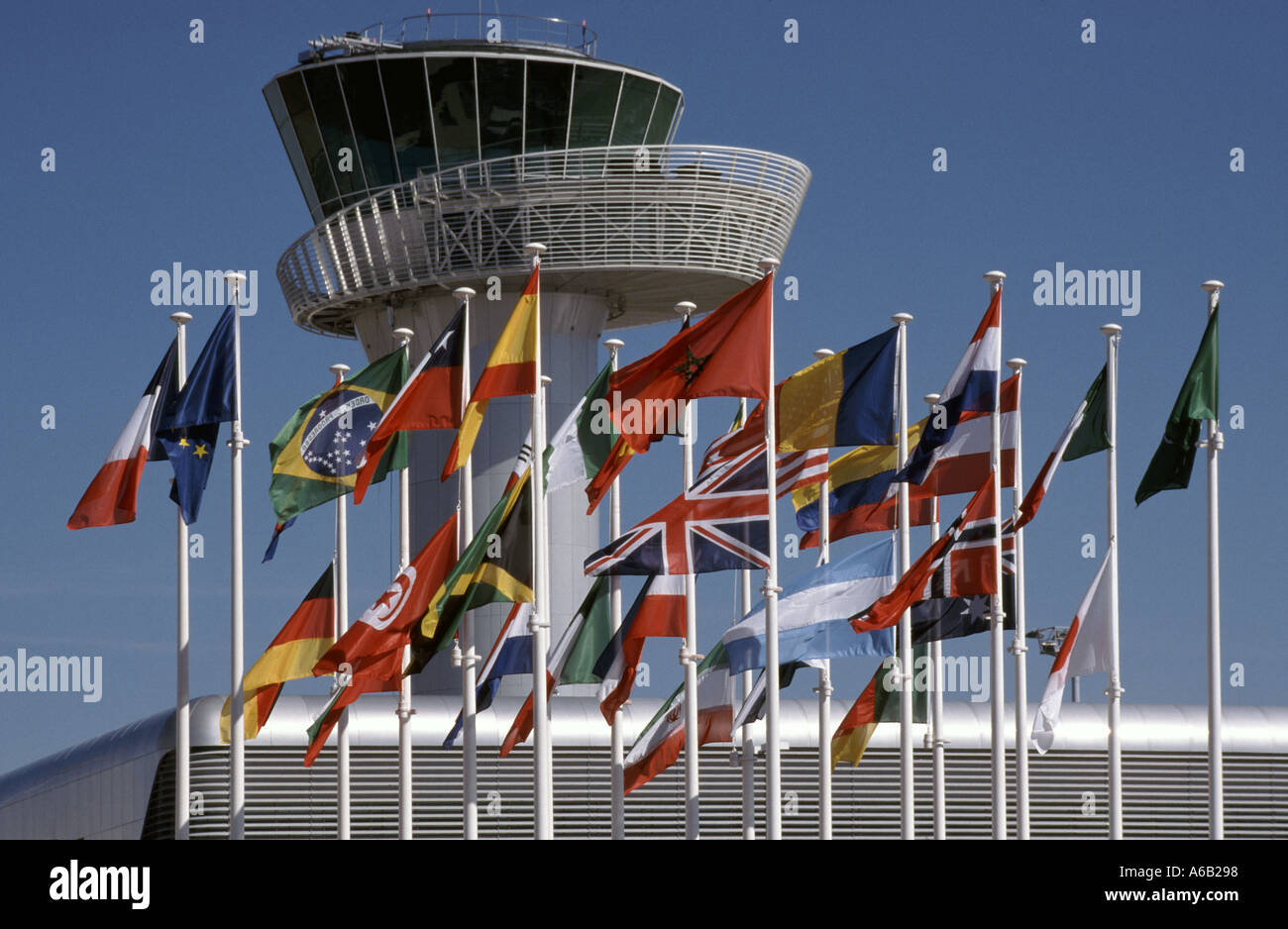 Control tower at Bordeaux international airport controls airspace from ...