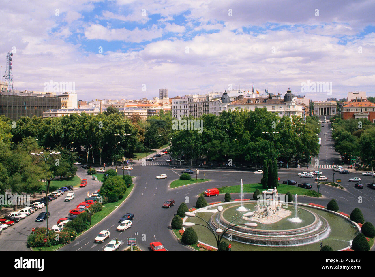 Europe Madrid Spain Looking Down On The Neptune Fountain From Above ... Europe Madrid Spain Looking Down On The Neptune Fountain From Above ...