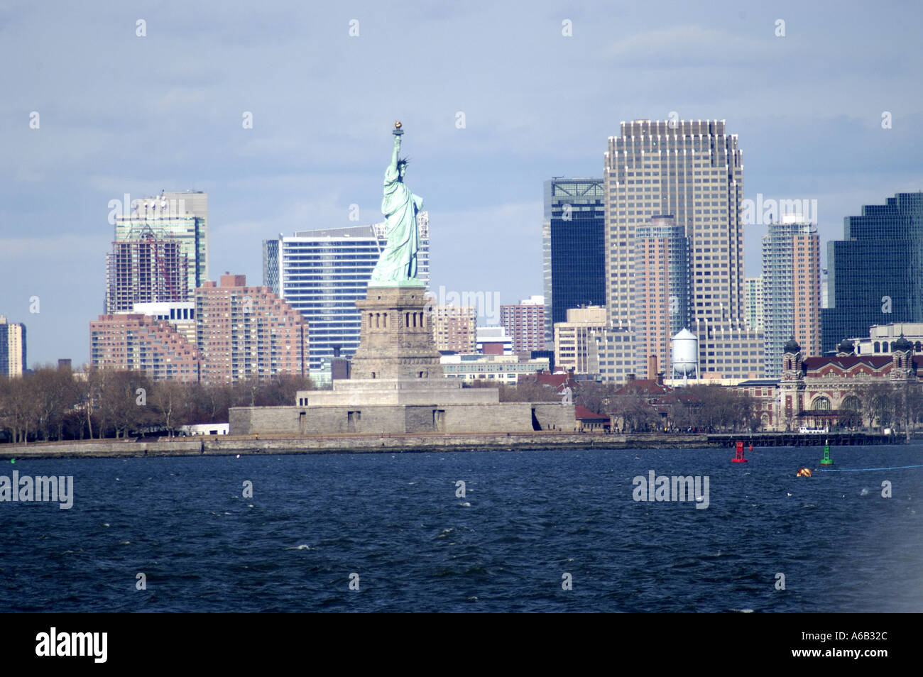 View of statue of Liberty New York water Stock Photo - Alamy
