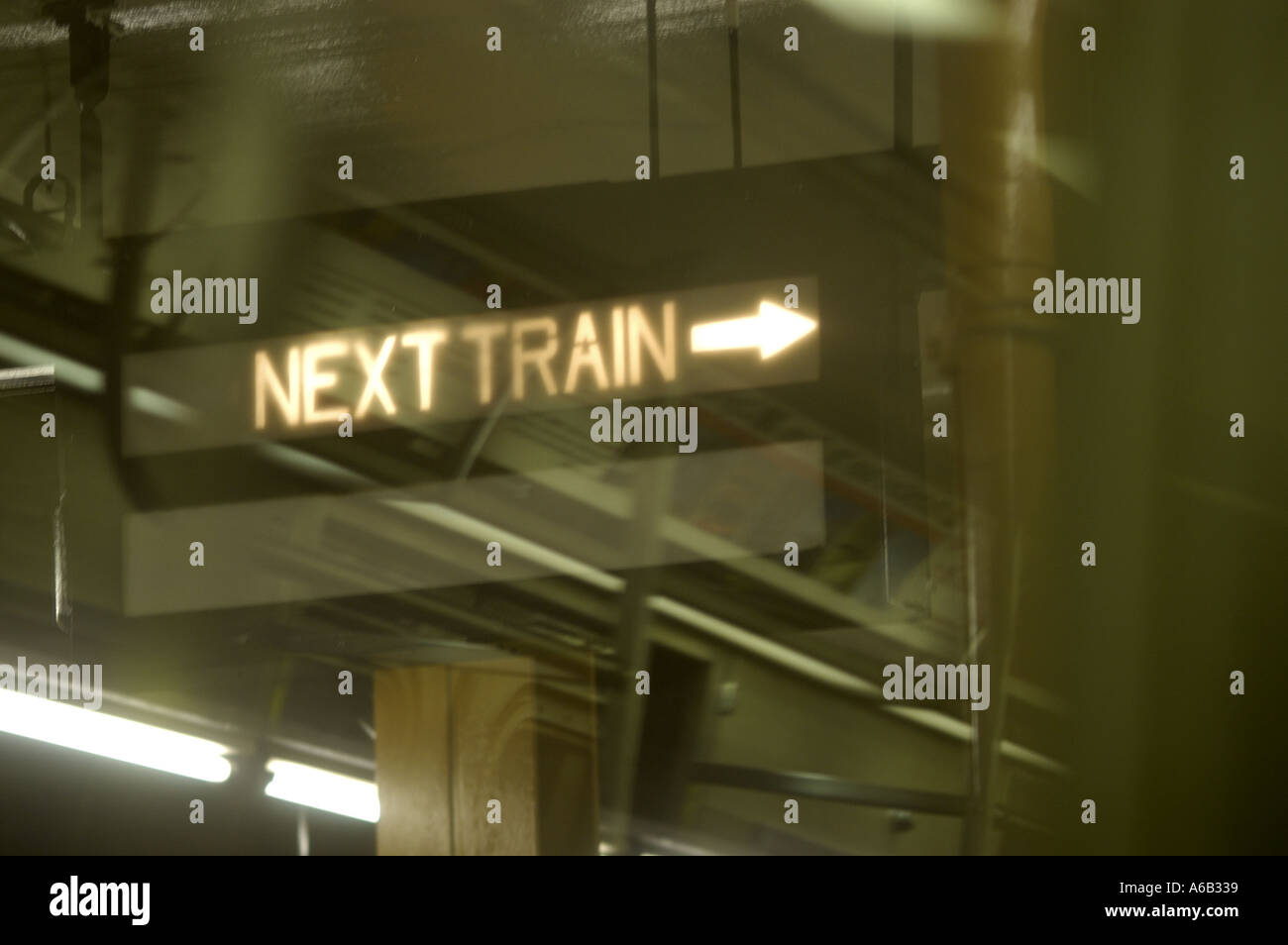 Next Train Sign NY Subway Tunnel horizontal Stock Photo - Alamy