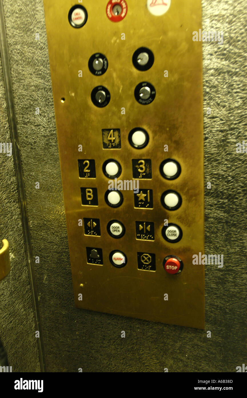 Photograph of lift or elevator button panel Stock Photo - Alamy
