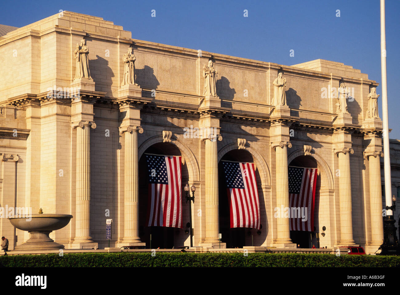 Union Station train depot building Washington DC. Railroad terminal a ...