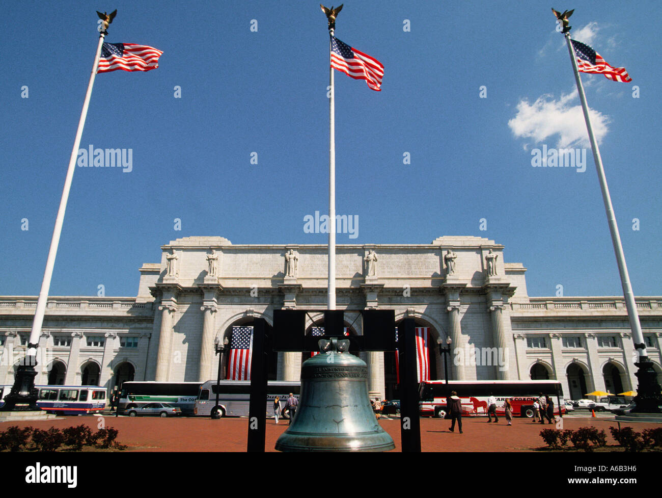 USA Washington DC Union Train Station Building and Replica of The ...