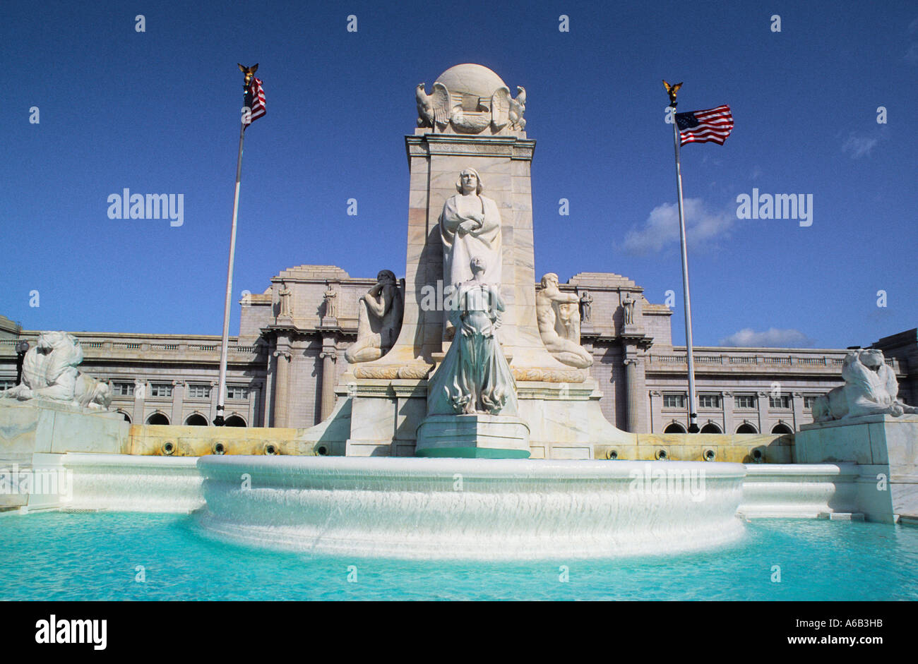 USA Washington DC Union Train Station Statue of Christopher Columbus ...