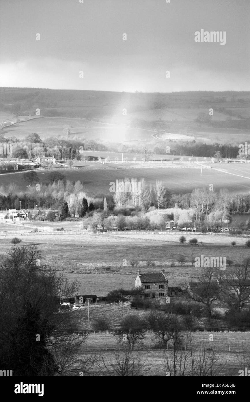 Cityscape rural landscape homes dense rainbow Stock Photo - Alamy