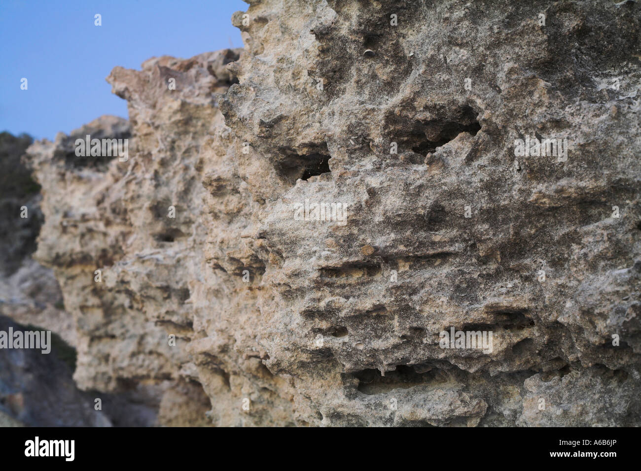 Rugged Western Australian coastal limestone formation with the illusion ...