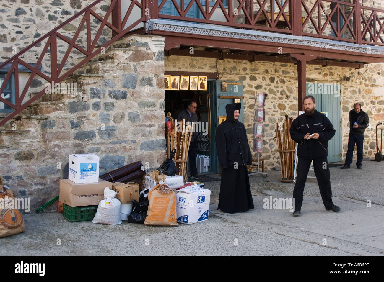Bulk of luggage at Dafni Harbour, port of Mount Athos, Greece ...