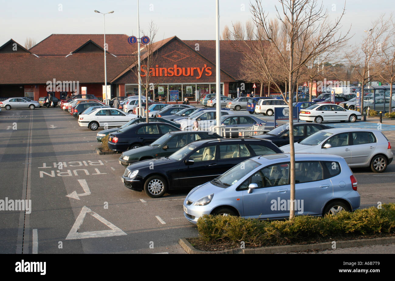 Supermarket Car Park at Sainsbury's, Christchurch, Dorset, UK. Europe ...