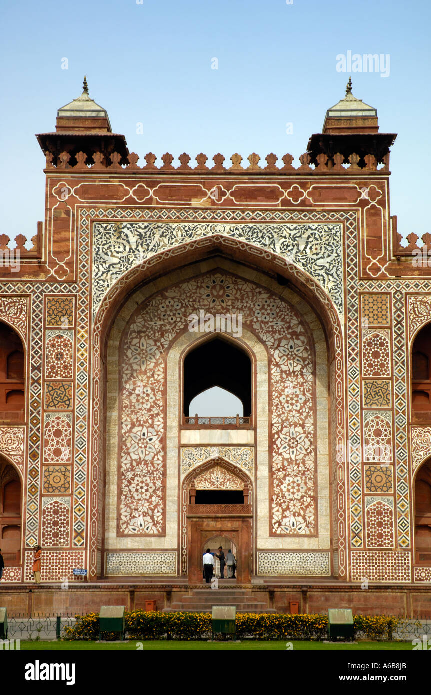 Entrance gate Akbars tomb at Sikandra Agra India Stock Photo - Alamy