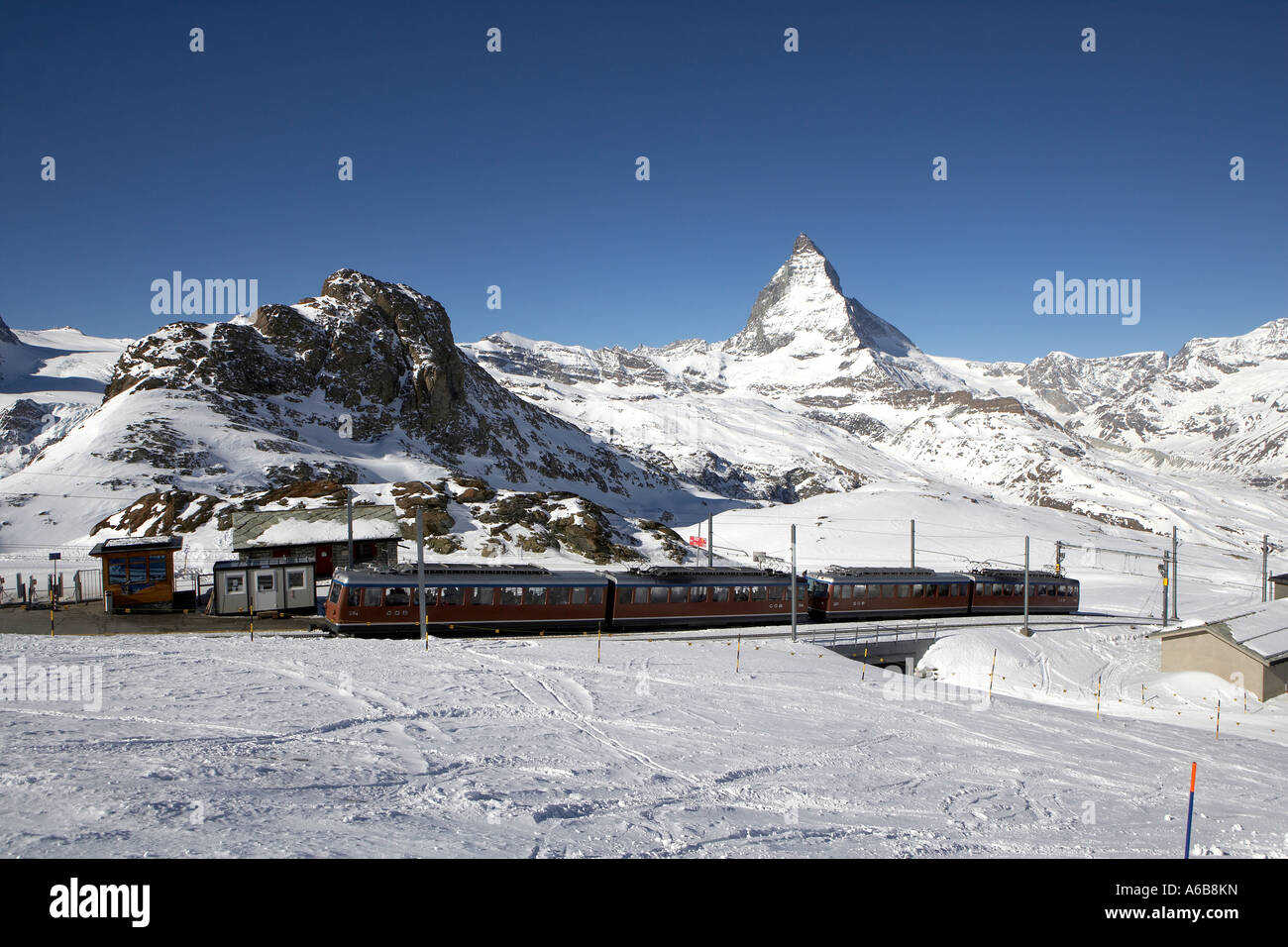 Mountain railway Zermatt Switzerland. March 2007 Stock Photo - Alamy