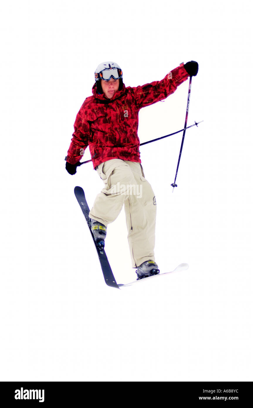 Silhouette skier jumping isolated Cut Out Stock Images & Pictures - Alamy
