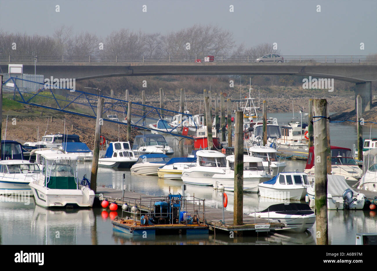 Littlehampton Marina with bridge A259 over River Arun in background ...
