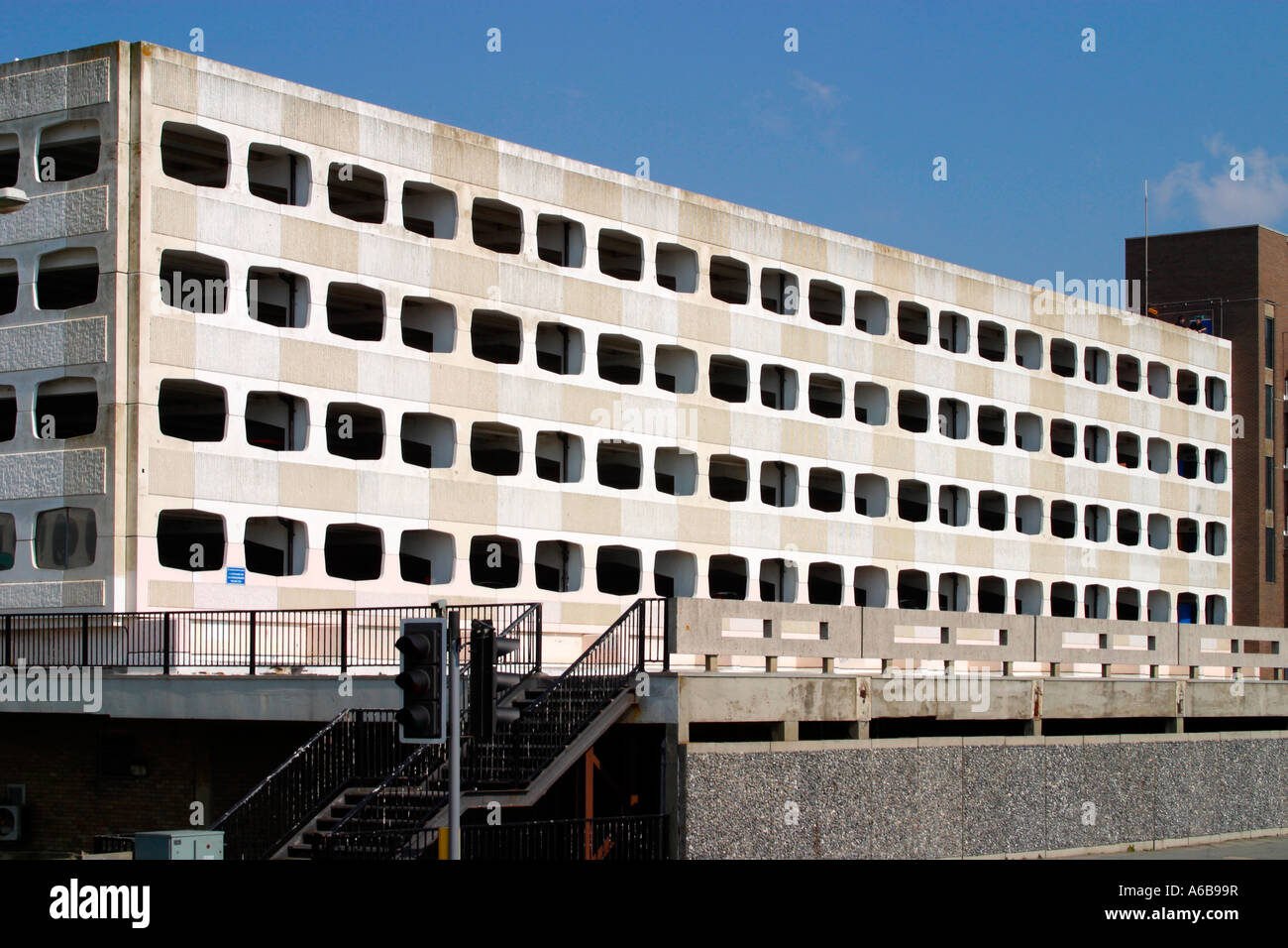 Front of large multi storey car park in Worthing, West Sussex Stock ...