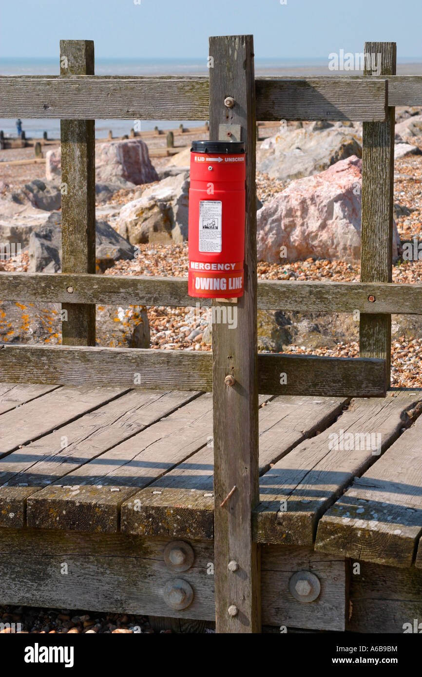 Emergency Throwing line on Sussex beach Stock Photo - Alamy