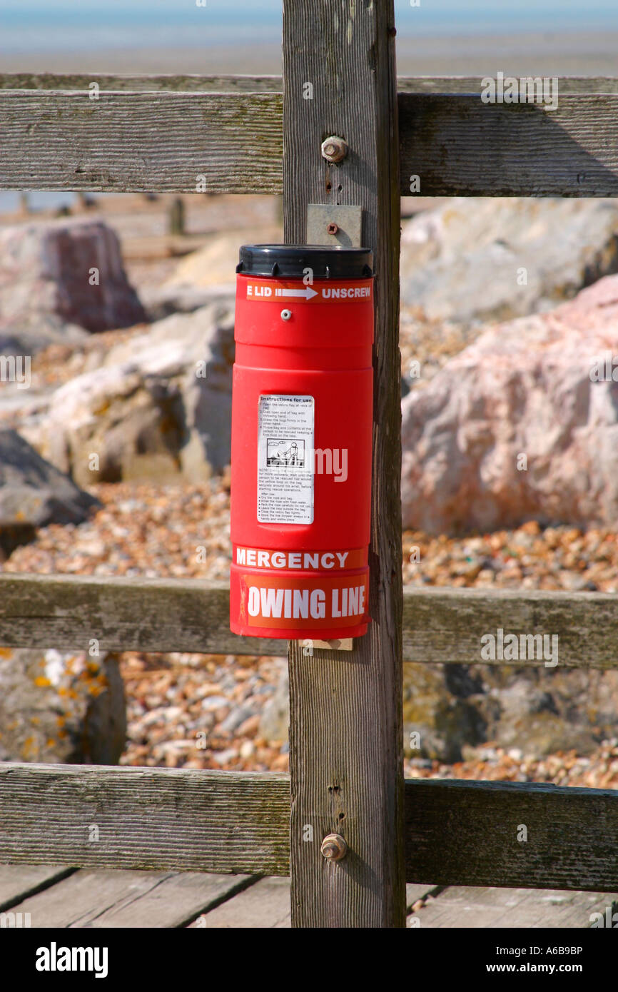 Emergency Throwing line on Sussex beach Stock Photo - Alamy