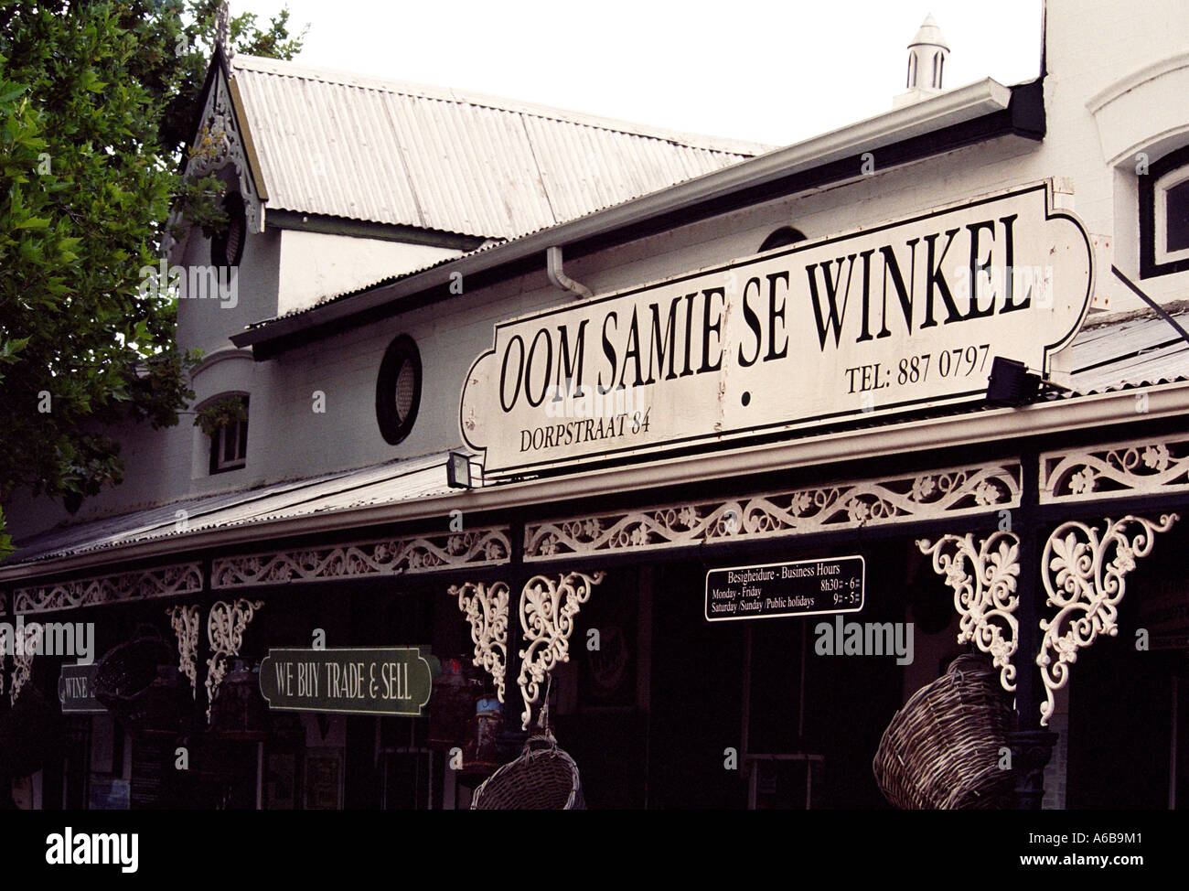 Stellenbosch, South Africa, sign, tourist souvenir shop Oom Samie se ...